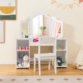 Costway Sada toaletního stolku a židle pro děti 2-in-1 Princezna toaletní sada