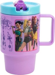 Plastový hrnek s víčkem a pítkem KPop Demon Hunters - HUNTR/X - 530 ml