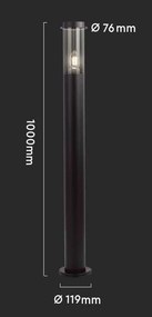 LED Solution Černý zahradní sloupek pro žárovku E27 100cm 10472