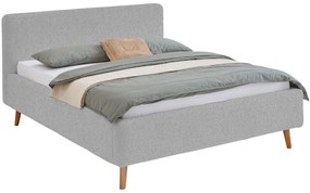 OnaDnes -20% Šedá látková bouclé dvoulůžková postel Meise Möbel Mattis 160 x 200 cm s úložným prostorem