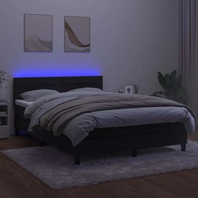 Box spring postel s matrací a LED černá 140x200 cm samet 3134467