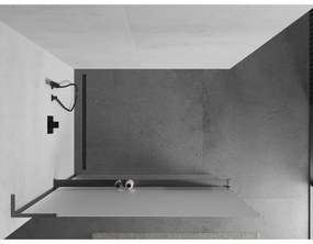 Mexen Kioto+ L, sprchová zástěna Walk-In s poličkou a věšákem 100 x 200 cm, 8mm sklo námraza, grafitový profil, 800-100-123-66-30