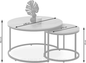 Set konferenčních stolků JACEK - dub / bílý
