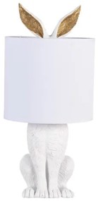 Designová zlatá lampa Mazaný zajíček s bílým stínítkem 45 cm