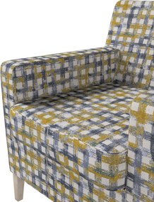 Potah na křeslo IKEA Karlstad barva modrá látka pletený vzor, vzorované