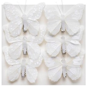 Dekorační motýli 8 cm - bílá 6 kusů