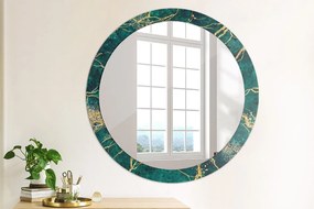 Kulaté dekorativní zrcadlo Green malachite marble fi 90 cm