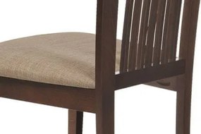 Autronic Dřevěná jídelní židle Jídelní židle, masiv buk, barva ořech, látkový béžový potah (BC-3940 WAL)