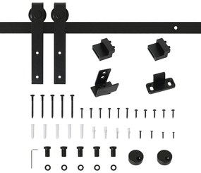HOMCOM Posuvný systém pro jednokřídlé posuvné dveře, kolejnice s příslušenstvím, uhlíková ocel, černá, 183x0.6x18cm| Aosom