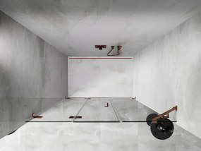 Mexen Lunar-F, skládací levé sprchové dveře 130 cm, 8mm čiré sklo, růžové zlato profil, 836S-130-050-60-00-L