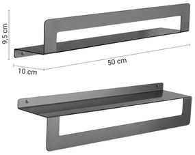 Gedy - Polička s věšákem na ručníky CLEO 50 cm metalicky šedá