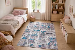 Dětský koberec protiskluzový BAMBINO 61560 béžový / modrý