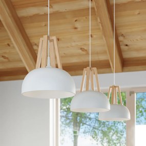 Sollux Lighting Závěsné svítidlo CASCO bílé/přírodní dřevo