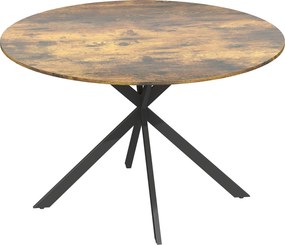 HOMCOM kulatý jídelní stůl pro 4, Ø120 cm, průmyslový styl, rustikální hnědá