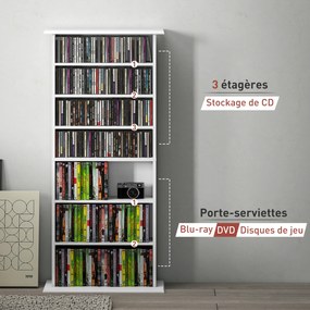 HOMCOM úložná jednotka na CD a DVD, multimediální úložná jednotka s 8 přihrádkami a 6 nastavitelnými policemi, maximální kapacita 360 CD/185 DVD a Bl…