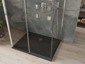 Mexen Omega-3S sprchový kout 3-stěnný, posuvný 110x80 cm, transparentní, chrom + vanička Flat - 825-110-080-01-00-3s-4070