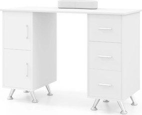 Costway Manikúrní stůl se zásuvkami, skříňkami a zápěstním stolkem na – bílý
