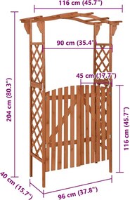 Pergola s brankou 116 x 40 x 204 cm masivní jedle 316389