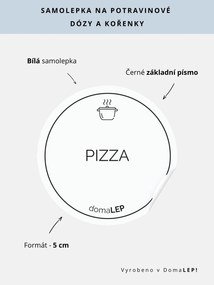 Samolepka na kořenky PIZZA bílá 5 cm základní písmo