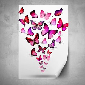 Plakát - Růžoví motýli (80x120 cm) - PopyDesign