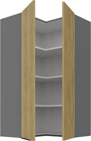 CREMONA ac | horní kuchyňská skříňka 60x60 GN-108 2F (90°) rohová s policemi | EXTRA VYSOKÁ | 60x60 cm | antracit/cremona