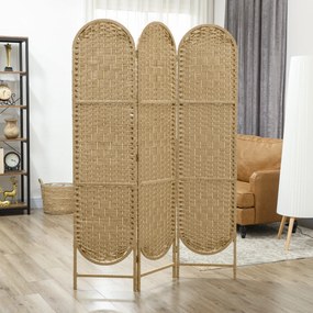 HOMCOM Paravan 3-dílný 120 x 170 cm Dělící stěna Skládací příčka se zaklenutou horní částí Přírodní