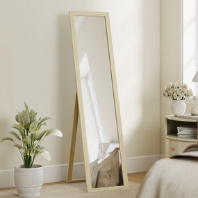 HOMCOM stojací a nástěnné zrcadlo obdélníkové celozrcadlo do šatny, ložnice, obývacího pokoje 37x37x154 cm, přírodní dřevo