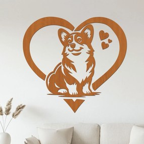 dřevo života Dřevěná dekorace Corgi láska Zvolte rozměr (cm): 60x55, Zvolte barvu dekoru: Třešeň