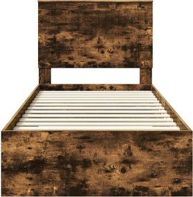 Rám postele s čelo Kouřový dub 90 x 190 cm Kompozitní dřevo 3411363