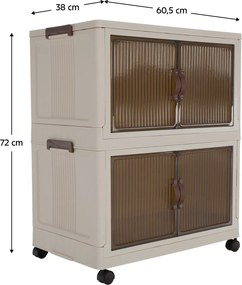 Skládací skříňka, bílá/hnědá, plast, POSA TYP 1