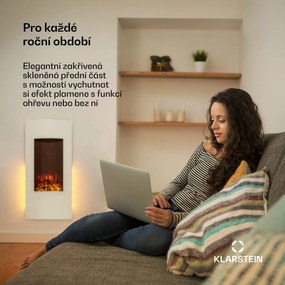 Klarstein Lamington elektrický krb 2000 W, LED plameny, topný ventilátor, časovač, ambientní osvětlení