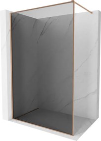 Mexen Kioto-F, sprchová zástěna s rámem 100 x 202 cm, 8 mm šedé sklo, profil měděná matná, 800-100-104-65-40