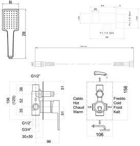 Sapho LATUS podomítkový sprchový set s pákovou baterií, 2 výstupy, černá mat 1102-42B-01