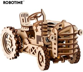 RoboTime 3D dřevěná mechanická skládačka Traktor