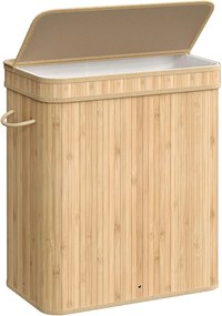 Oděvní koš s víkem, 100 l bambusový prádelní koš