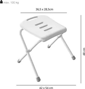 Spirella SITZ sedátko do sprchy bílé / ocel / 48 cm / do 130 kg