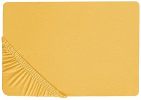 Bavlněné prostěradlo 90 x 200 cm žluté JANBU Beliani