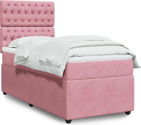 Box spring postel s matrací růžová 80 x 200 cm samet 3292201
