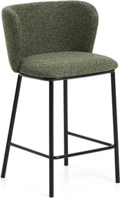 Tmavě zelená čalouněná barová židle (výška sedáku 65 cm) Ciselia – Kave Home