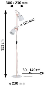 Paulmann 79660 Haldar, stojací lampa 2xE14, bílá/měď, výška 152cm