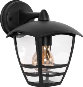 Toolight Toolight, JNH037-1G, venkovní nástěnné svítidlo ve tvaru lucerny, 1× E27, IP44, černá matná, OSW-56223