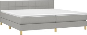 Box spring postel s matrací a LED světle šedá 200x200 cm textil 3133741