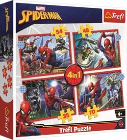 Trefl Puzzle Hrdinný Spiderman 4v1 / 35, 48, 54, 70 dílků