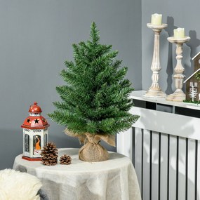 Aosom Mini vánoční stromek s umělým sněhem, vysoký 60 cm, s betonovým stojanem, vícebarevný