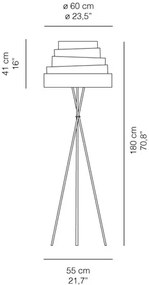 Quadrifoglio Group 10TRBK02 Babel, černá stojací lampa na trojnožce, 3x23W E27, výška 180cm