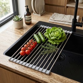 Rolovací odkapávač na dřez REA P12298A, šedý