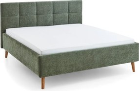 Khaki čalouněná dvoulůžková postel s úložným prostorem s roštem 180x200 cm Nova – Meise Möbel