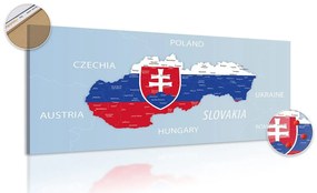 Obraz na korku mapa Slovenska se státním znakem a okolními státy