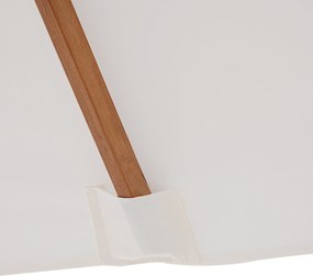 Outsunny skládací zahradní slunečník plážový slunečník 3-stupňový nastavitelný jedlové dřevo+polyester krémová bílá 200 x 150 x 235 cm | Aosom