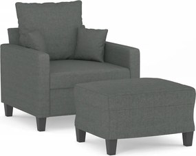 Křeslo s podnožkou tmavě šedé 60 cm textil 3201082